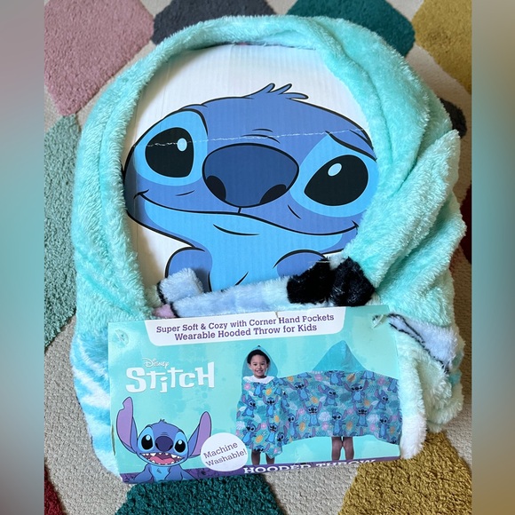Disney | Accessories | Disney Stitch Hooded Throw For Kids Light Blue ...
